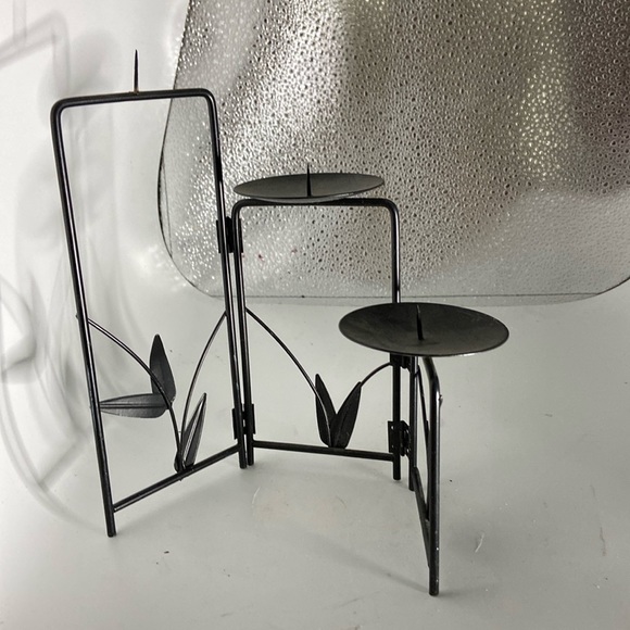 Accents | Three Spike Candle Holder Made Of Black Metal Missing 1 ...